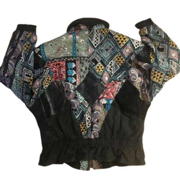 Winlit | Jackets & Coats | Winlit Jacket Leather Mixed Print Fabric ...
